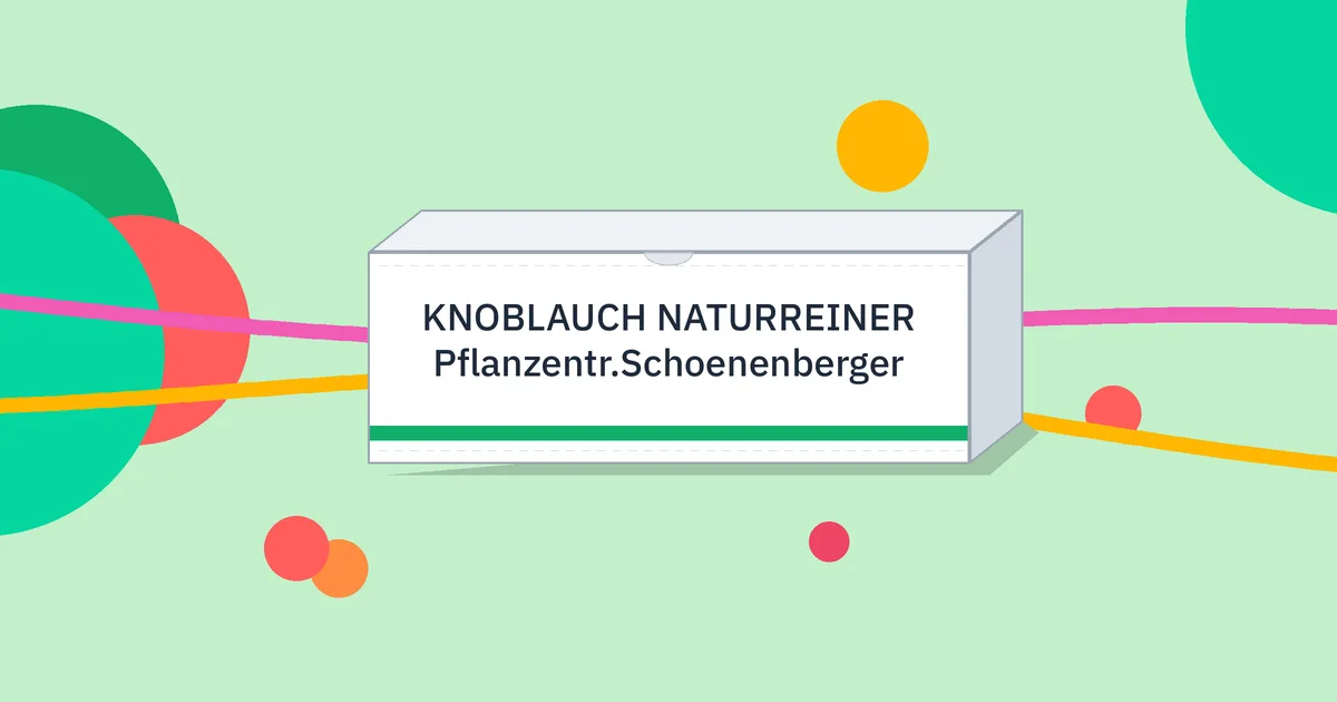 Symbolbild: Packung mit der Aufschrift KNOBLAUCH NATURREINER Pflanzentr.Schoenenberger (PZN 01159487) – Verfügbarkeit und Bezug in Apotheken in Frankfurt am Main