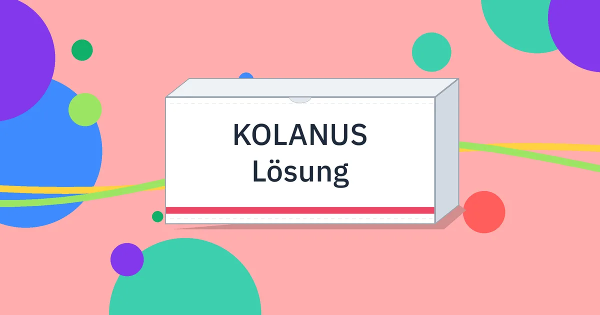 Symbolbild: Packung mit der Aufschrift KOLANUS Lösung (PZN 04988215) – Verfügbarkeit und Bezug in Apotheken in Frankfurt am Main
