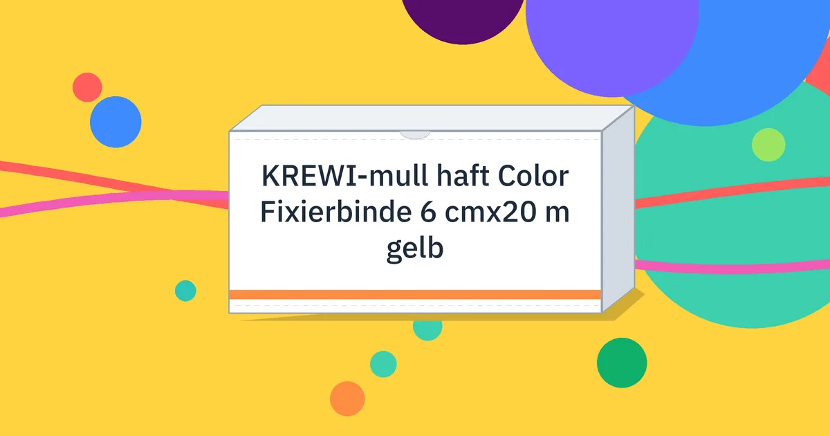 Symbolbild: Packung mit der Aufschrift KREWI-mull haft Color Fixierbinde 6 cmx20 m gelb (PZN 11338788) – Verfügbarkeit und Bezug in Apotheken in Frankfurt am Main