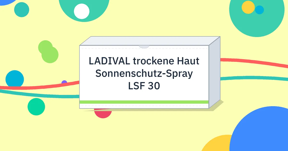 Symbolbild: Packung mit der Aufschrift LADIVAL trockene Haut Sonnenschutz-Spray LSF 30 (PZN 19099426) – Verfügbarkeit und Bezug in Apotheken in Frankfurt am Main