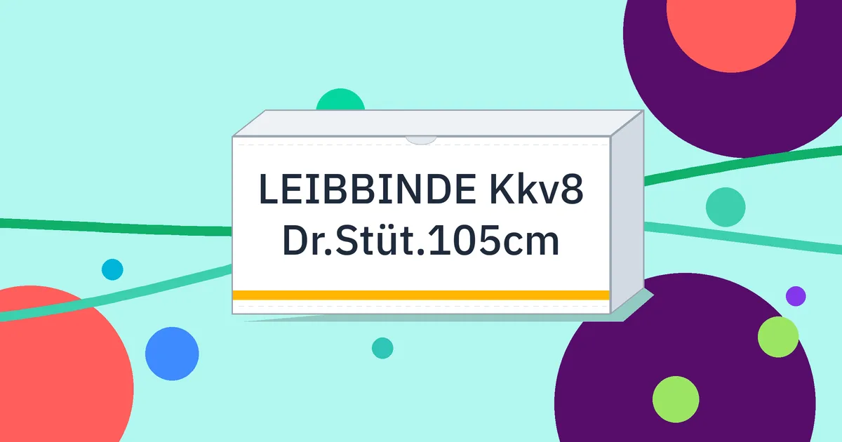 Symbolbild: Packung mit der Aufschrift LEIBBINDE Kkv8 Dr.Stüt.105cm (PZN 01732308) – Verfügbarkeit und Bezug in Apotheken in Frankfurt am Main