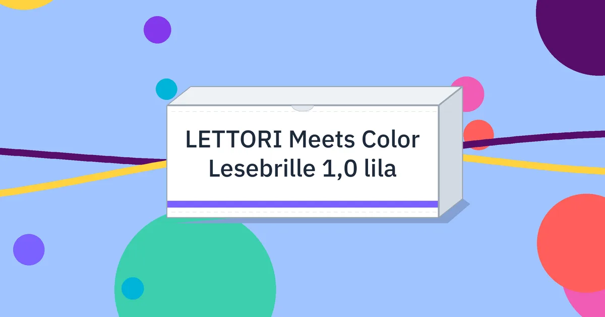 Symbolbild: Packung mit der Aufschrift LETTORI Meets Color Lesebrille 1,0 lila (PZN 11057003) – Verfügbarkeit und Bezug in Apotheken in Frankfurt am Main