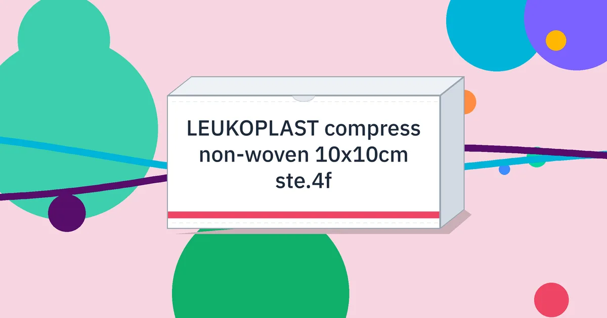 Symbolbild: Packung mit der Aufschrift LEUKOPLAST compress non-woven 10x10cm ste.4f (PZN 19064497) – Verfügbarkeit und Bezug in Apotheken in Frankfurt am Main