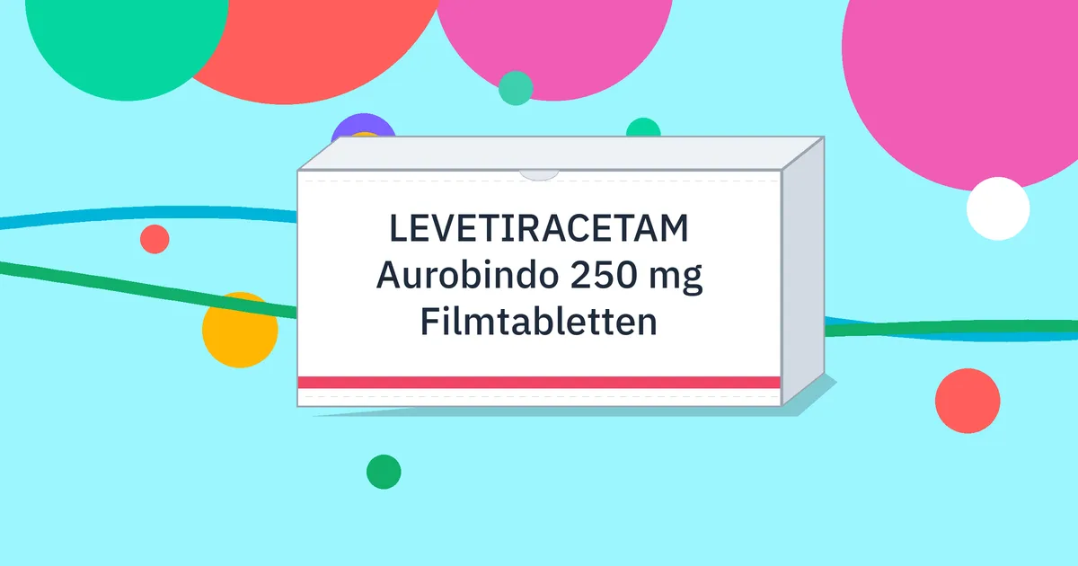 Symbolbild: Packung mit der Aufschrift LEVETIRACETAM Aurobindo 250 mg Filmtabletten (PZN 09478677) – Verfügbarkeit und Bezug in Apotheken in Frankfurt am Main