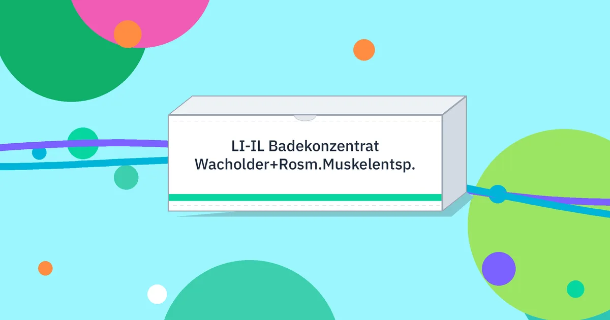 Symbolbild: Packung mit der Aufschrift LI-IL Badekonzentrat Wacholder+Rosm.Muskelentsp. (PZN 17885913) – Verfügbarkeit und Bezug in Apotheken in Frankfurt am Main