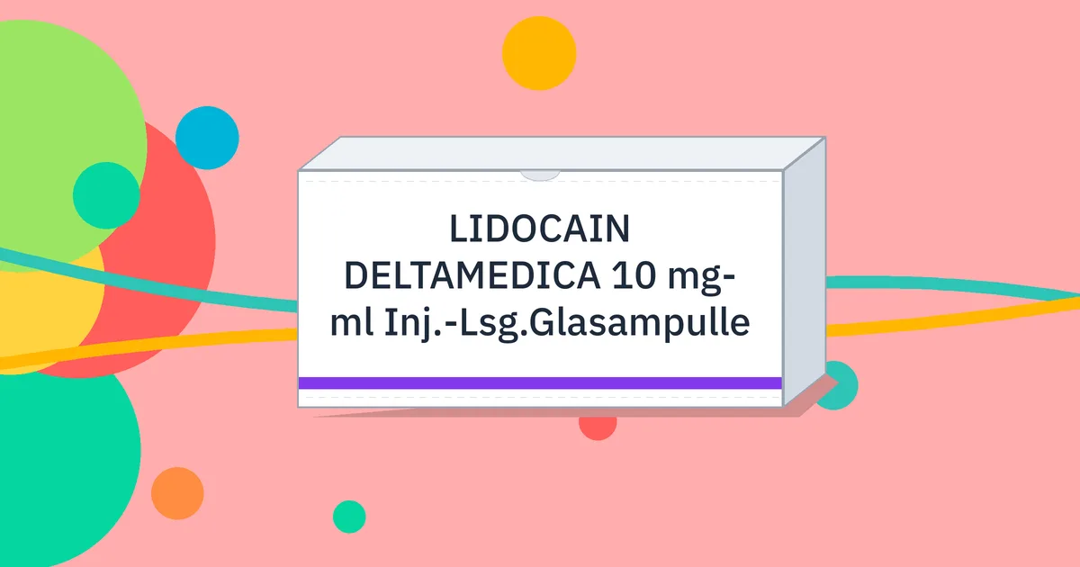 Symbolbild: Packung mit der Aufschrift LIDOCAIN DELTAMEDICA 10 mg-ml Inj.-Lsg.Glasampulle (PZN 09220252) – Verfügbarkeit und Bezug in Apotheken in Frankfurt am Main