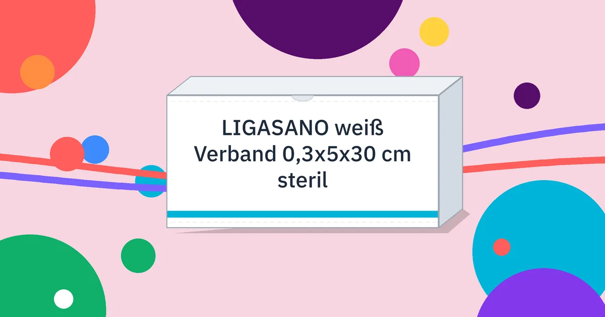 Symbolbild: Packung mit der Aufschrift LIGASANO weiß Verband 0,3x5x30 cm steril (PZN 17251580) – Verfügbarkeit und Bezug in Apotheken in Frankfurt am Main