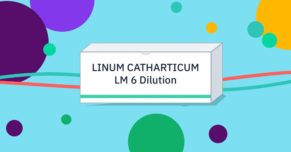 Symbolbild: Packung mit der Aufschrift LINUM CATHARTICUM LM 6 Dilution (PZN 13530018) – Verfügbarkeit und Bezug in Apotheken in Frankfurt am Main