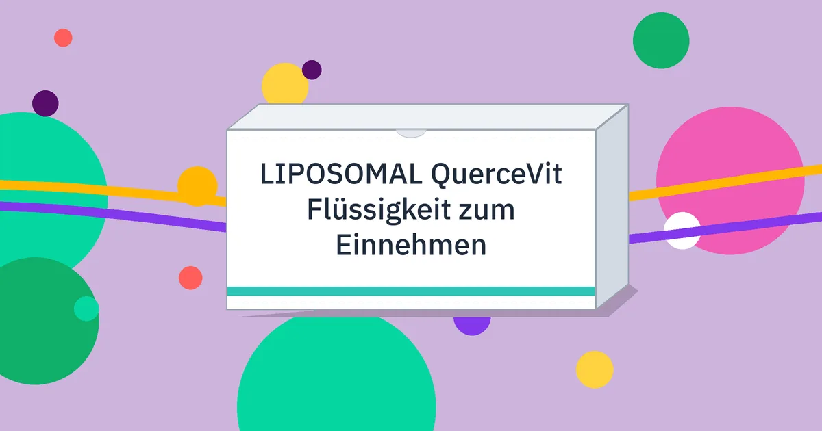 Symbolbild: Packung mit der Aufschrift LIPOSOMAL QuerceVit Flüssigkeit zum Einnehmen (PZN 19962635) – Verfügbarkeit und Bezug in Apotheken in Frankfurt am Main