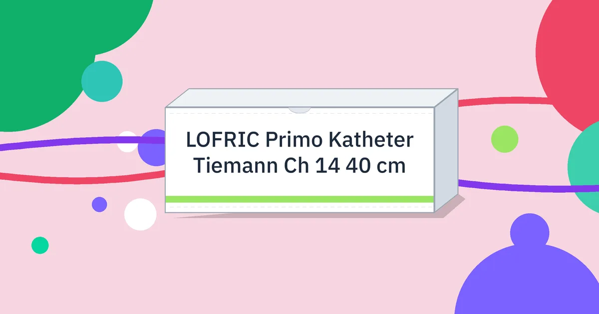 Symbolbild: Packung mit der Aufschrift LOFRIC Primo Katheter Tiemann Ch 14 40 cm (PZN 16672262) – Verfügbarkeit und Bezug in Apotheken in Frankfurt am Main