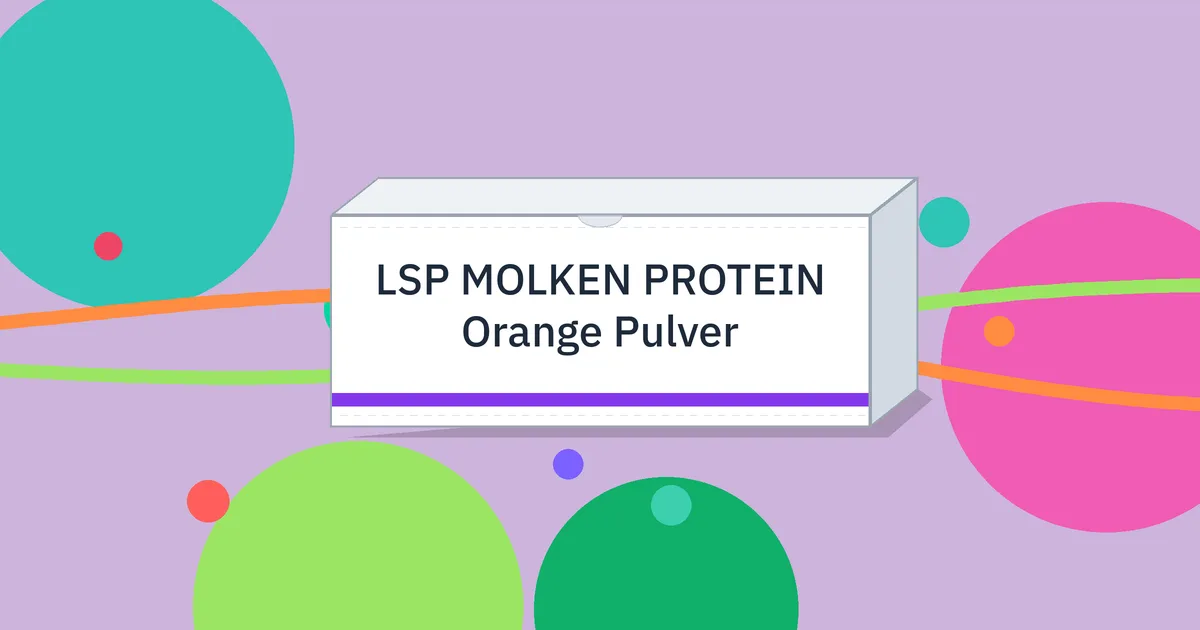Symbolbild: Packung mit der Aufschrift LSP MOLKEN PROTEIN Orange Pulver (PZN 09725058) – Verfügbarkeit und Bezug in Apotheken in Frankfurt am Main