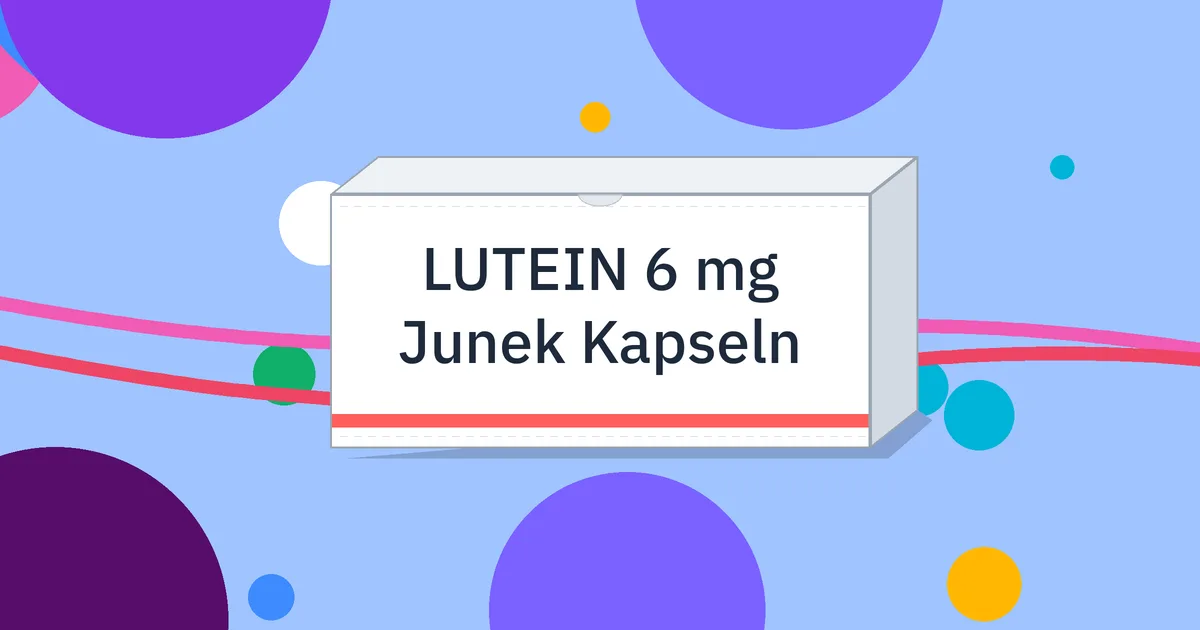 Symbolbild: Packung mit der Aufschrift LUTEIN 6 mg Junek Kapseln (PZN 10396447) – Verfügbarkeit und Bezug in Apotheken in Frankfurt am Main