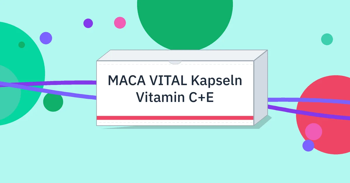 Symbolbild: Packung mit der Aufschrift MACA VITAL Kapseln Vitamin C+E (PZN 11294370) – Verfügbarkeit und Bezug in Apotheken in Frankfurt am Main