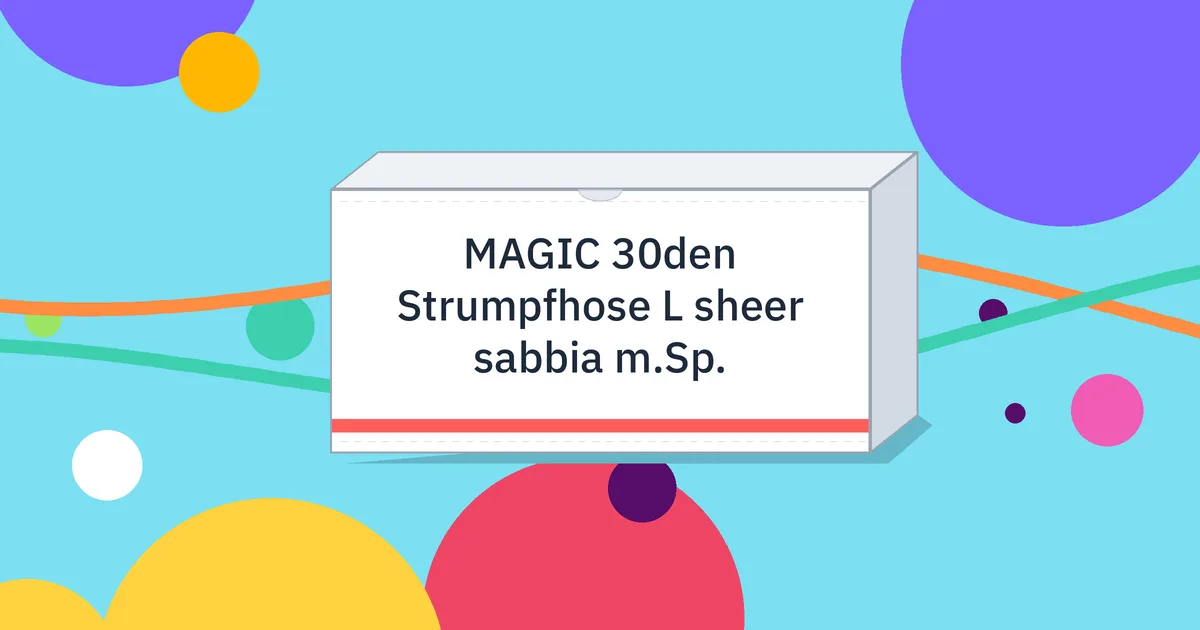 Symbolbild: Packung mit der Aufschrift MAGIC 30den Strumpfhose L sheer sabbia m.Sp. (PZN 16182291) – Verfügbarkeit und Bezug in Apotheken in Frankfurt am Main