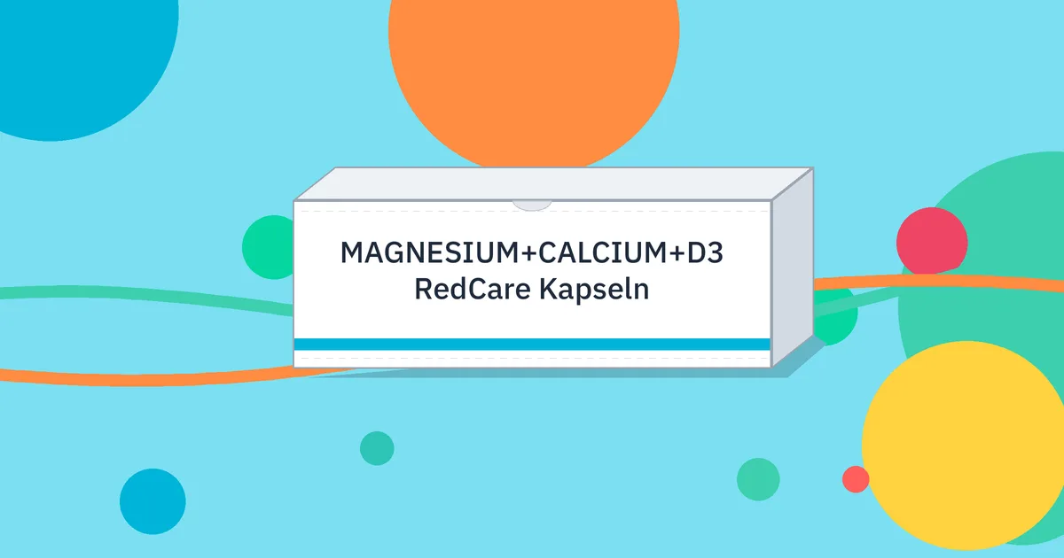Symbolbild: Packung mit der Aufschrift MAGNESIUM+CALCIUM+D3 RedCare Kapseln (PZN 18369065) – Verfügbarkeit und Bezug in Apotheken in Frankfurt am Main