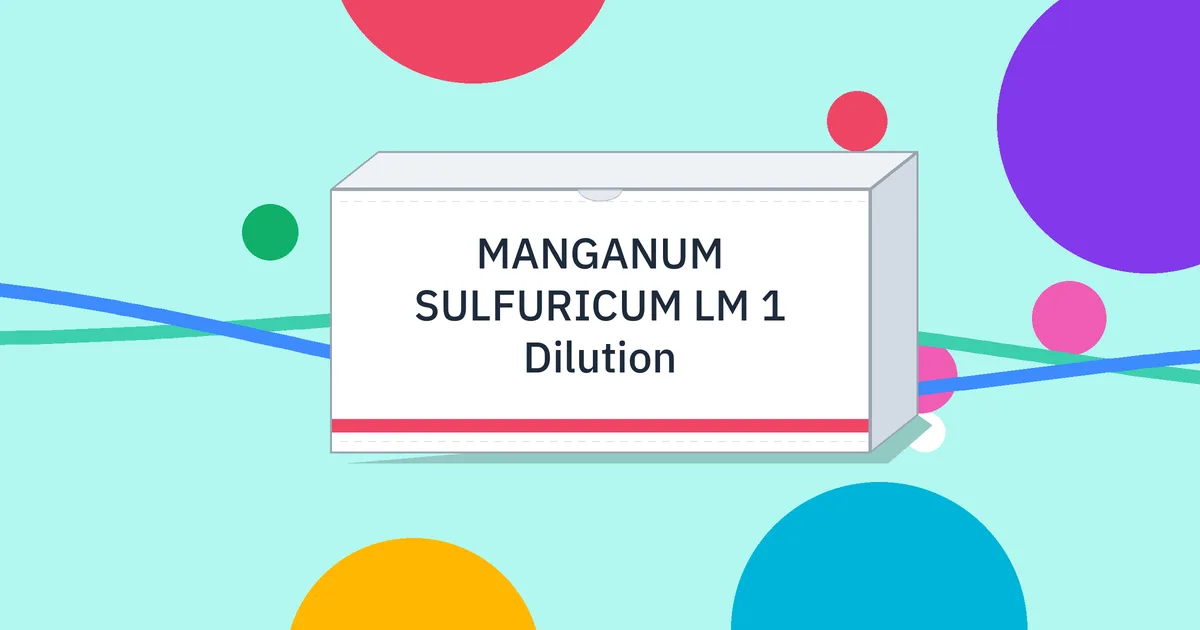 Symbolbild: Packung mit der Aufschrift MANGANUM SULFURICUM LM 1 Dilution (PZN 12945881) – Verfügbarkeit und Bezug in Apotheken in Frankfurt am Main