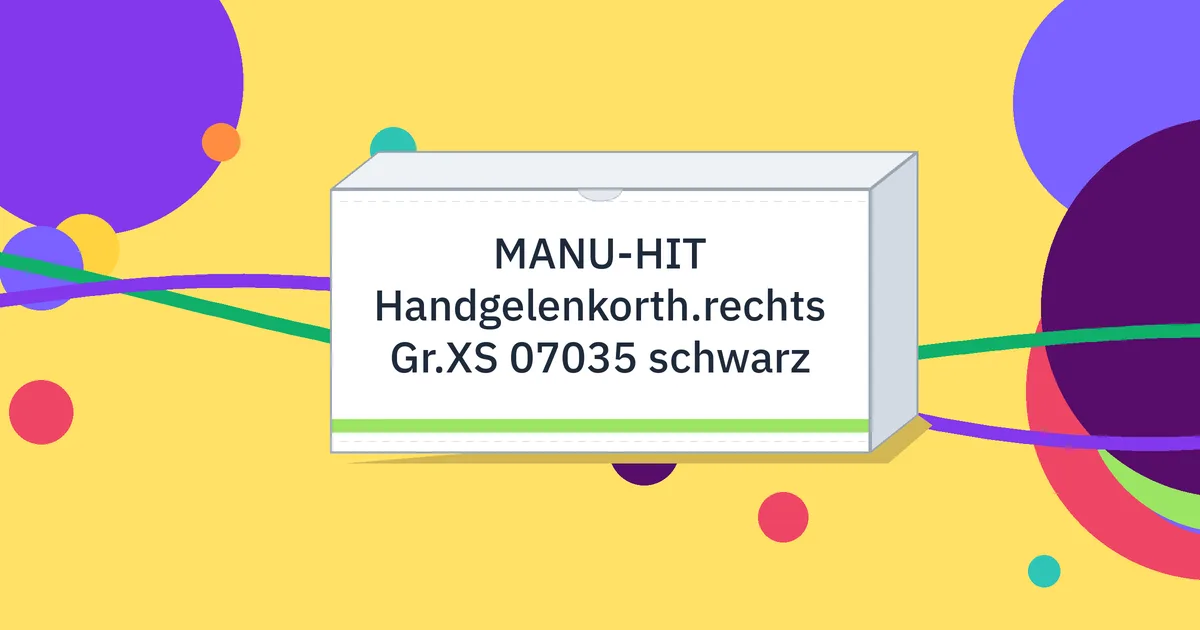 Symbolbild: Packung mit der Aufschrift MANU-HIT Handgelenkorth.rechts Gr.XS 07035 schwarz (PZN 03265242) – Verfügbarkeit und Bezug in Apotheken in Frankfurt am Main