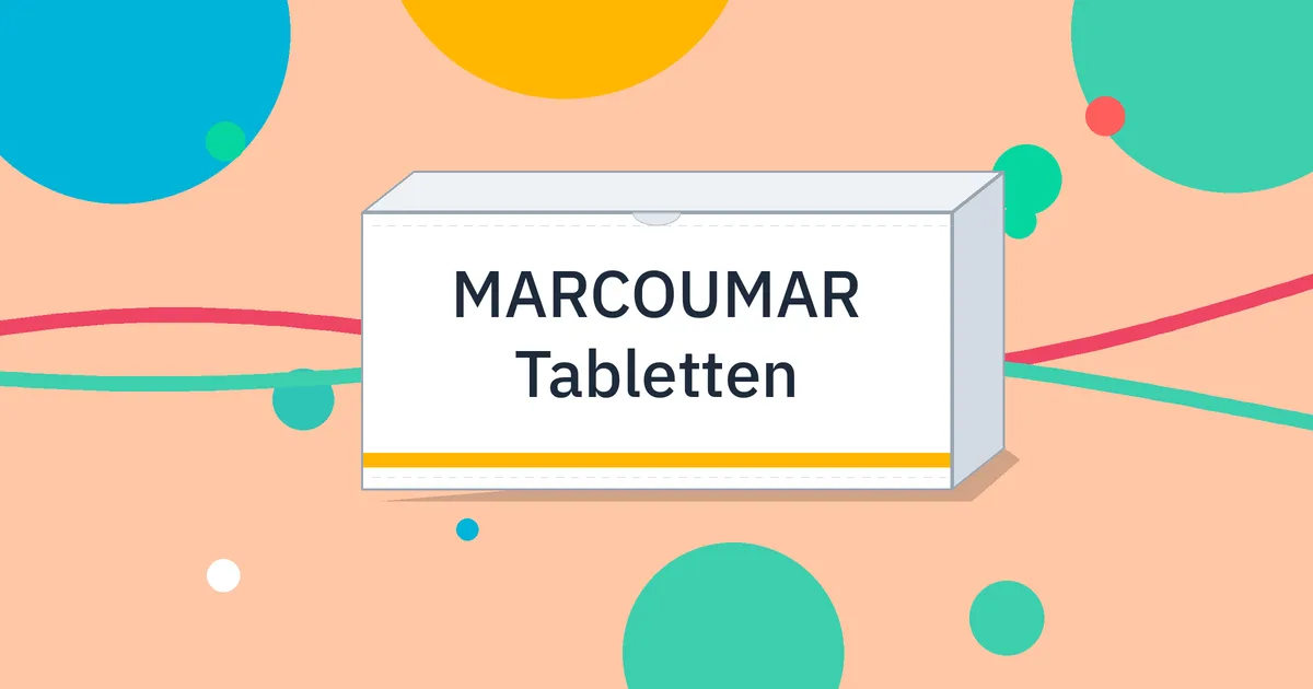 Symbolbild: Packung mit der Aufschrift MARCOUMAR Tabletten (PZN 04386479) – Verfügbarkeit und Bezug in Apotheken in Frankfurt am Main