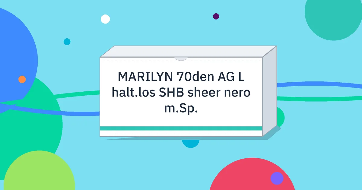 Symbolbild: Packung mit der Aufschrift MARILYN 70den AG L halt.los SHB sheer nero m.Sp. (PZN 16187466) – Verfügbarkeit und Bezug in Apotheken in Frankfurt am Main