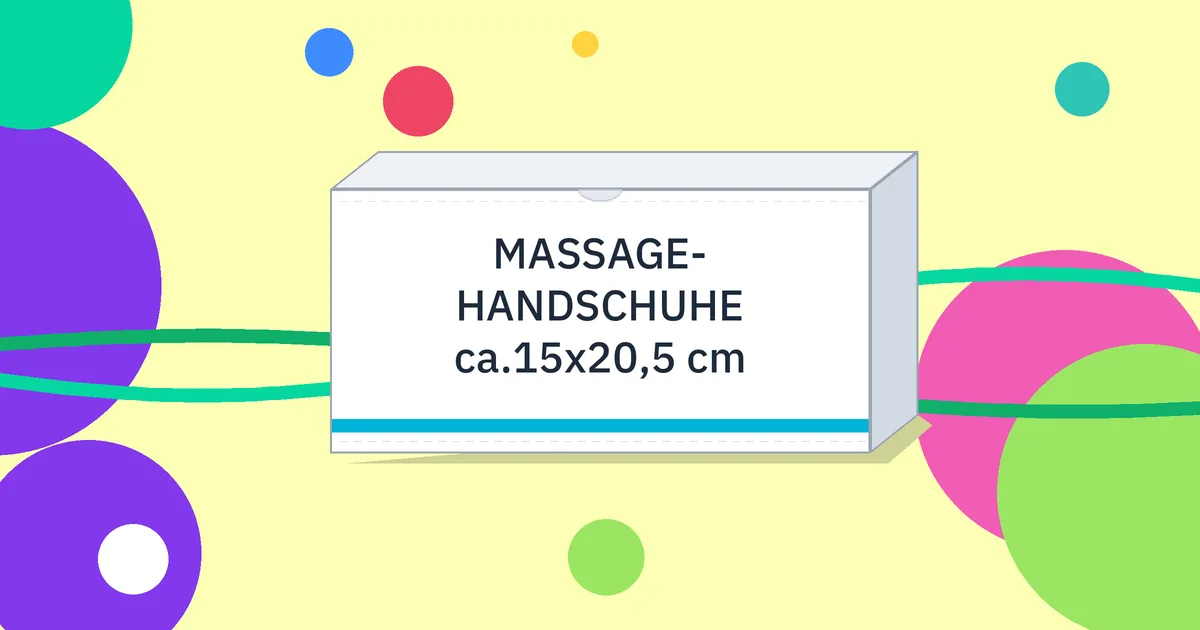 Symbolbild: Packung mit der Aufschrift MASSAGE-HANDSCHUHE ca.15x20,5 cm (PZN 16501135) – Verfügbarkeit und Bezug in Apotheken in Frankfurt am Main