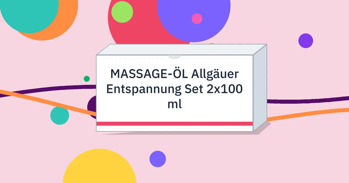 Symbolbild: Packung mit der Aufschrift MASSAGE-ÖL Allgäuer Entspannung Set 2x100 ml (PZN 16898397) – Verfügbarkeit und Bezug in Apotheken in Frankfurt am Main