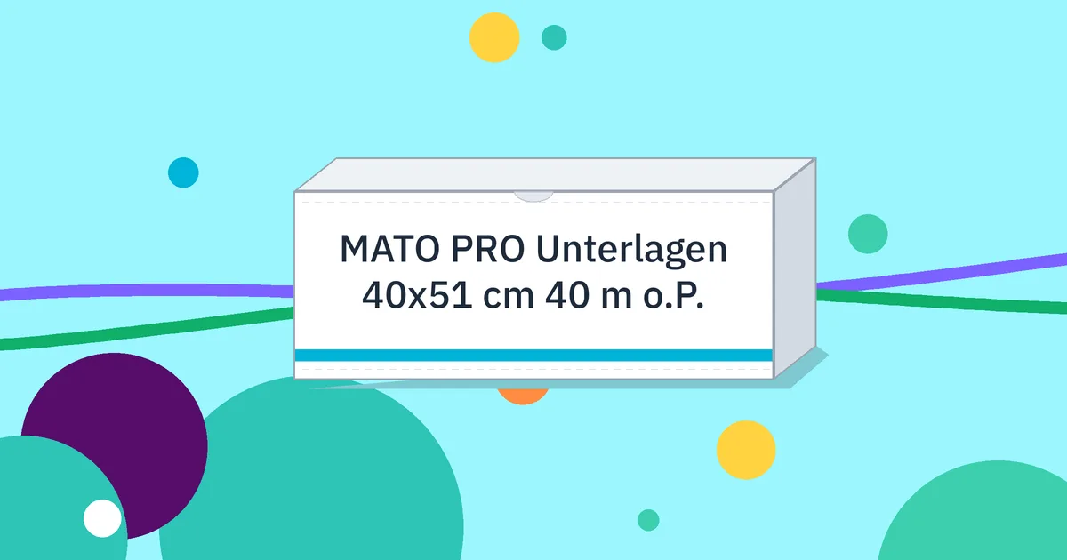 Symbolbild: Packung mit der Aufschrift MATO PRO Unterlagen 40x51 cm 40 m o.P. (PZN 06932360) – Verfügbarkeit und Bezug in Apotheken in Frankfurt am Main