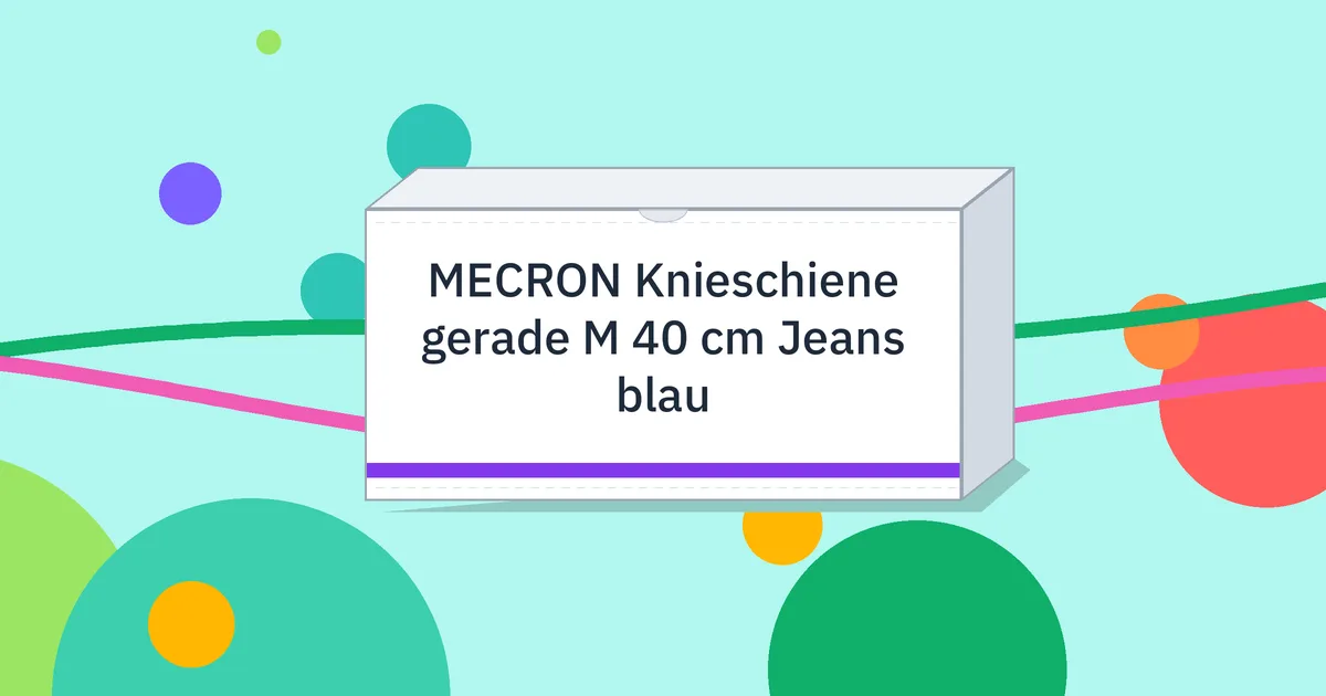 Symbolbild: Packung mit der Aufschrift MECRON Knieschiene gerade M 40 cm Jeans blau (PZN 02904585) – Verfügbarkeit und Bezug in Apotheken in Frankfurt am Main