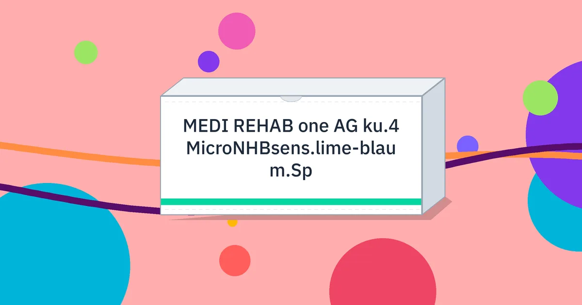 Symbolbild: Packung mit der Aufschrift MEDI REHAB one AG ku.4 MicroNHBsens.lime-blau m.Sp (PZN 18898243) – Verfügbarkeit und Bezug in Apotheken in Frankfurt am Main