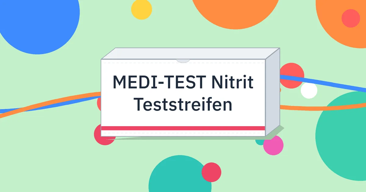 Symbolbild: Packung mit der Aufschrift MEDI-TEST Nitrit Teststreifen (PZN 03440076) – Verfügbarkeit und Bezug in Apotheken in Frankfurt am Main
