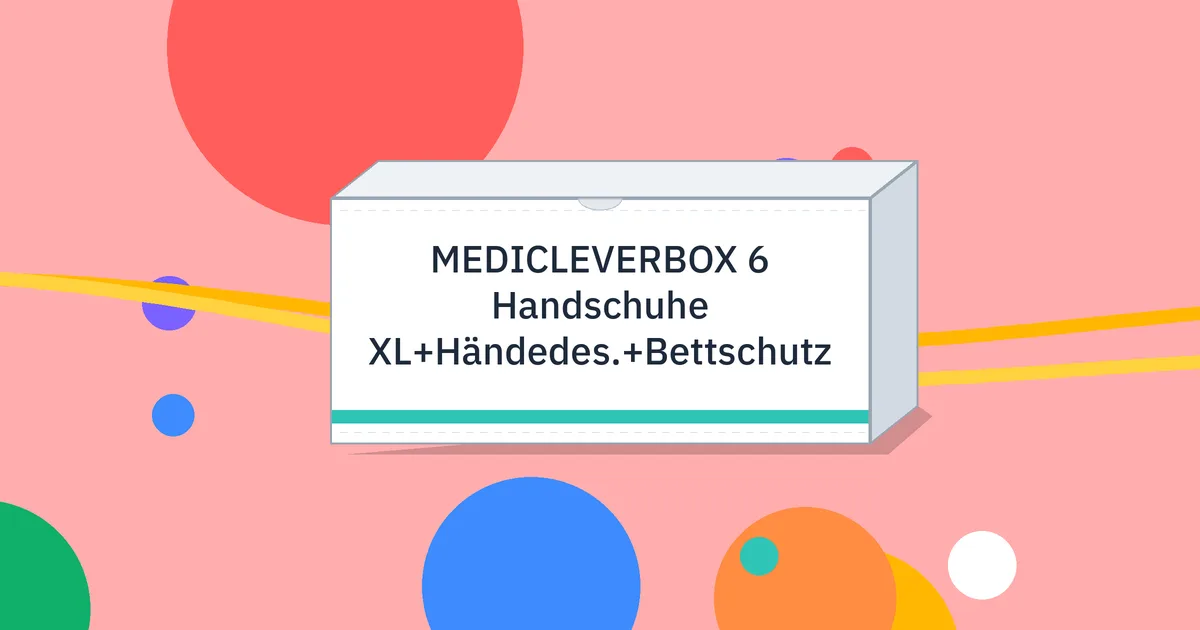 Symbolbild: Packung mit der Aufschrift MEDICLEVERBOX 6 Handschuhe XL+Händedes.+Bettschutz (PZN 19053401) – Verfügbarkeit und Bezug in Apotheken in Frankfurt am Main