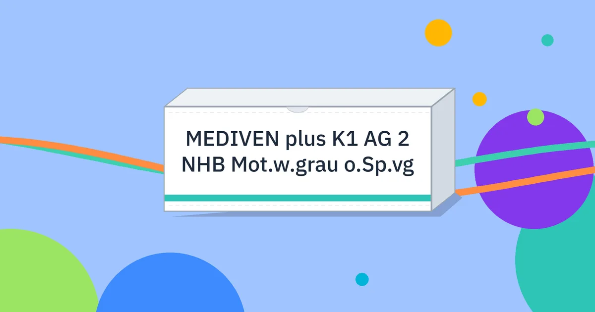 Symbolbild: Packung mit der Aufschrift MEDIVEN plus K1 AG 2 NHB Mot.w.grau o.Sp.vg (PZN 18941594) – Verfügbarkeit und Bezug in Apotheken in Frankfurt am Main