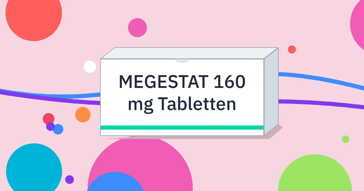 Symbolbild: Packung mit der Aufschrift MEGESTAT 160 mg Tabletten (PZN 17185624) – Verfügbarkeit und Bezug in Apotheken in Frankfurt am Main