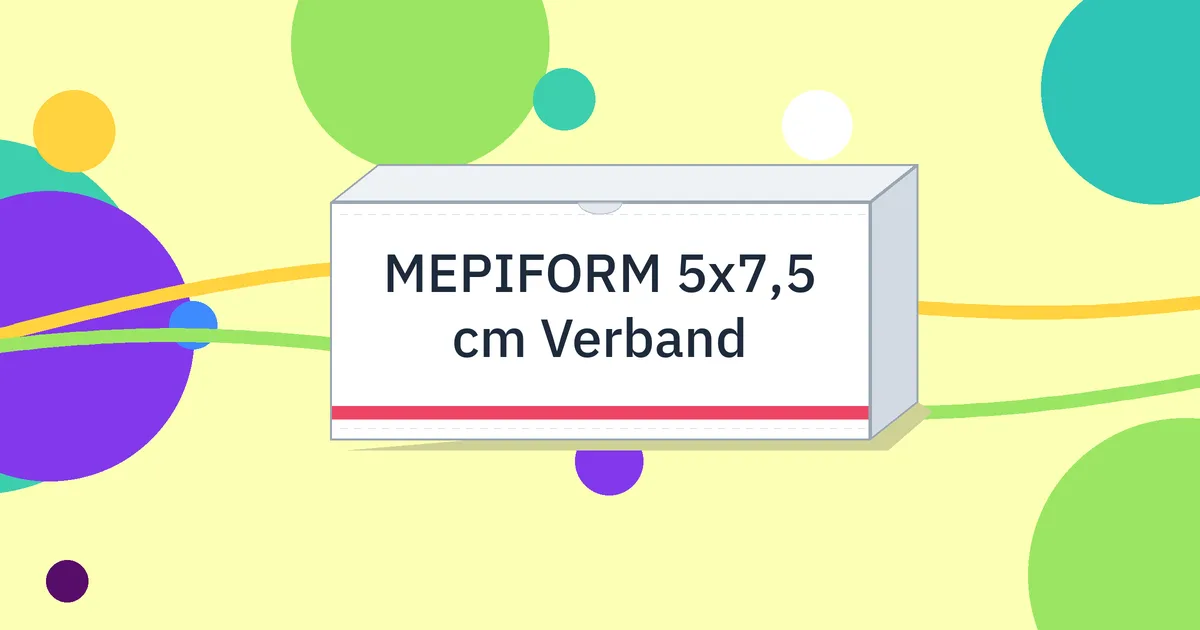 Symbolbild: Packung mit der Aufschrift MEPIFORM 5x7,5 cm Verband (PZN 13365826) – Verfügbarkeit und Bezug in Apotheken in Frankfurt am Main