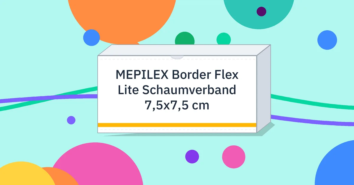 Symbolbild: Packung mit der Aufschrift MEPILEX Border Flex Lite Schaumverband 7,5x7,5 cm (PZN 17850719) – Verfügbarkeit und Bezug in Apotheken in Frankfurt am Main