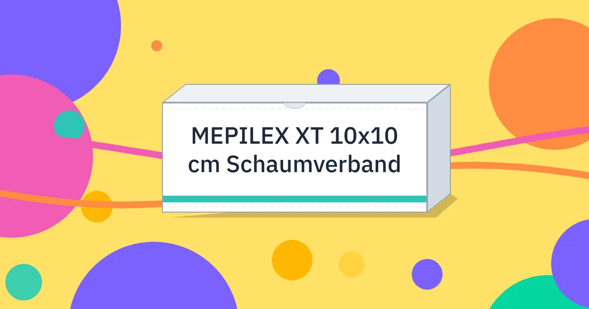 Symbolbild: Packung mit der Aufschrift MEPILEX XT 10x10 cm Schaumverband (PZN 15239735) – Verfügbarkeit und Bezug in Apotheken in Frankfurt am Main