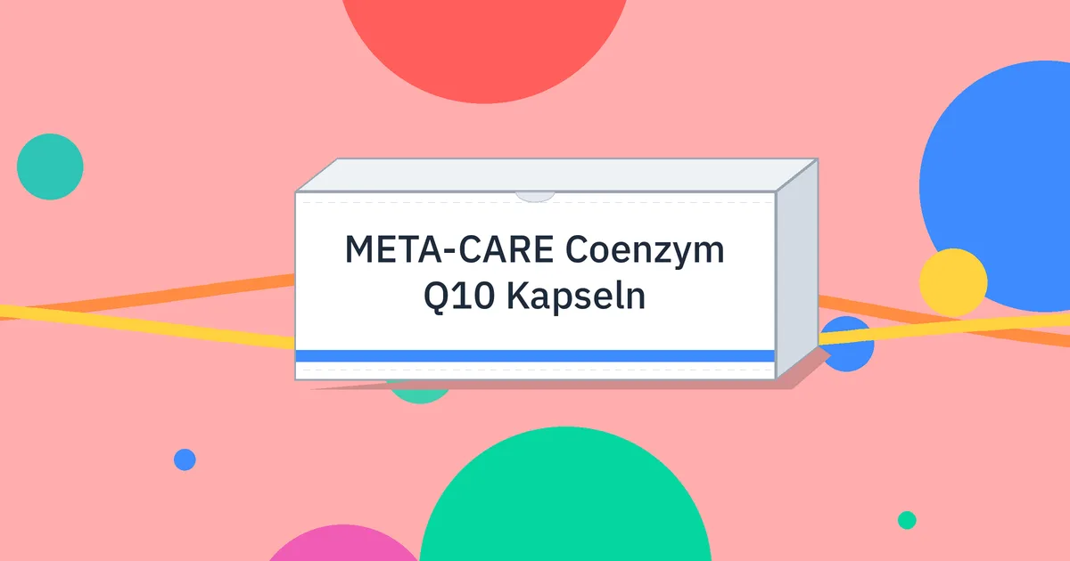 Symbolbild: Packung mit der Aufschrift META-CARE Coenzym Q10 Kapseln (PZN 09612549) – Verfügbarkeit und Bezug in Apotheken in Frankfurt am Main