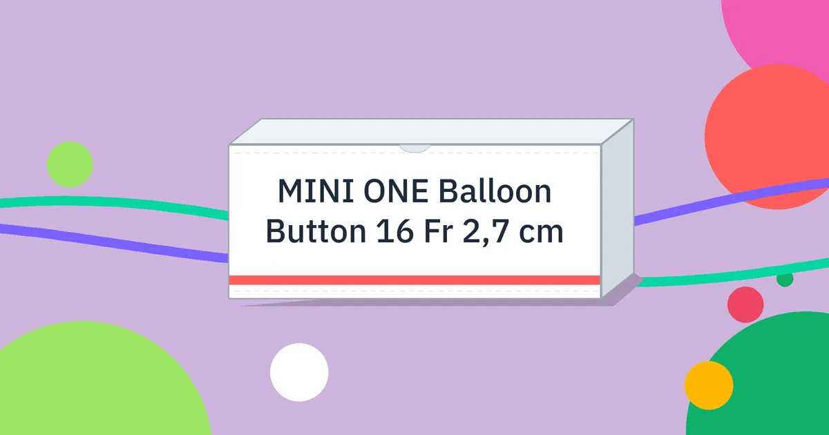 Symbolbild: Packung mit der Aufschrift MINI ONE Balloon Button 16 Fr 2,7 cm (PZN 14342106) – Verfügbarkeit und Bezug in Apotheken in Frankfurt am Main