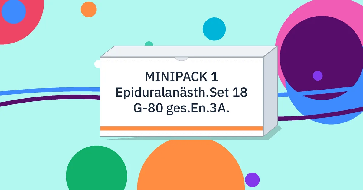 Symbolbild: Packung mit der Aufschrift MINIPACK 1 Epiduralanästh.Set 18 G-80 ges.En.3A. (PZN 09215802) – Verfügbarkeit und Bezug in Apotheken in Frankfurt am Main