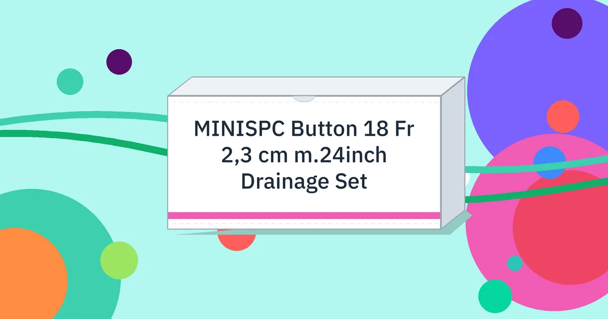 Symbolbild: Packung mit der Aufschrift MINISPC Button 18 Fr 2,3 cm m.24inch Drainage Set (PZN 20822135) – Verfügbarkeit und Bezug in Apotheken in Frankfurt am Main