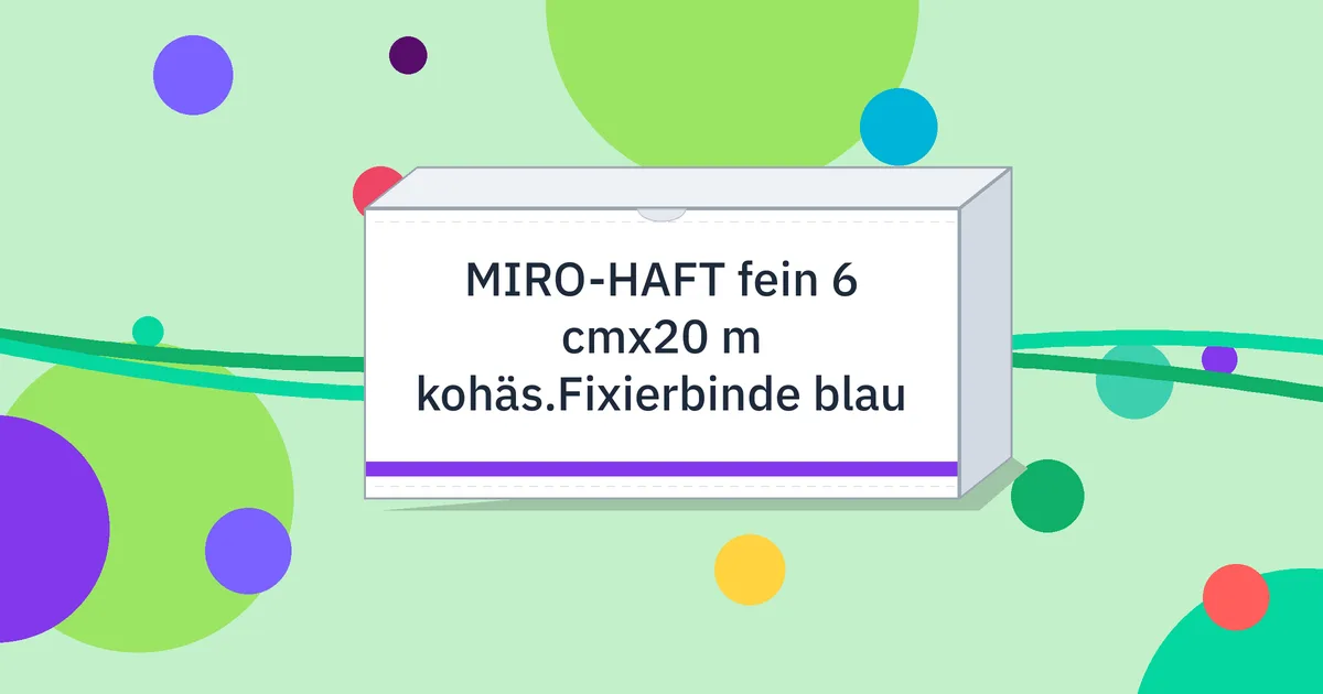 Symbolbild: Packung mit der Aufschrift MIRO-HAFT fein 6 cmx20 m kohäs.Fixierbinde blau (PZN 01212460) – Verfügbarkeit und Bezug in Apotheken in Frankfurt am Main