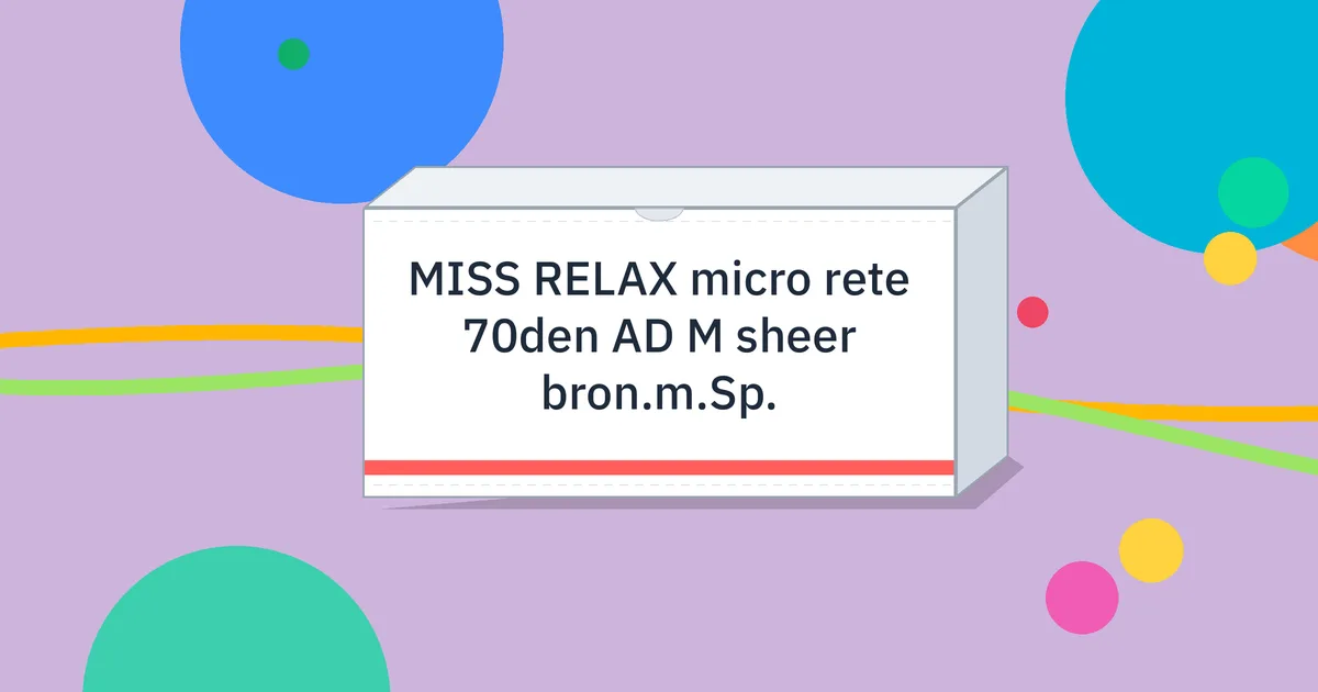 Symbolbild: Packung mit der Aufschrift MISS RELAX micro rete 70den AD M sheer bron.m.Sp. (PZN 16183451) – Verfügbarkeit und Bezug in Apotheken in Frankfurt am Main