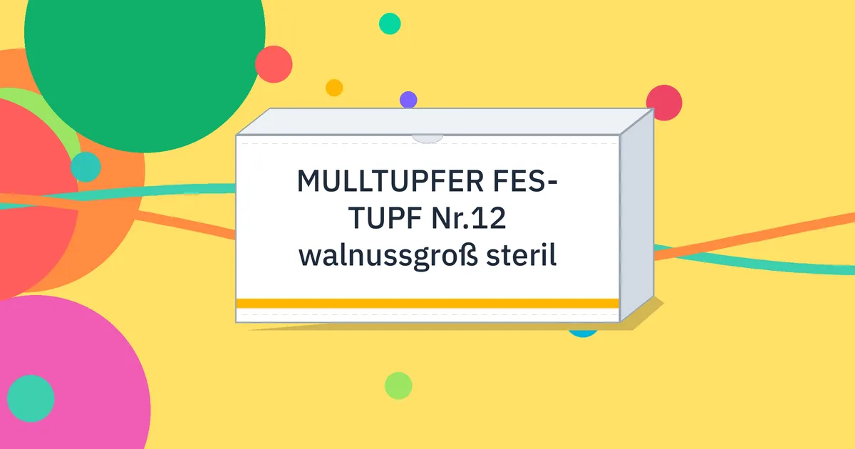 Symbolbild: Packung mit der Aufschrift MULLTUPFER FES-TUPF Nr.12 walnussgroß steril (PZN 10415222) – Verfügbarkeit und Bezug in Apotheken in Frankfurt am Main