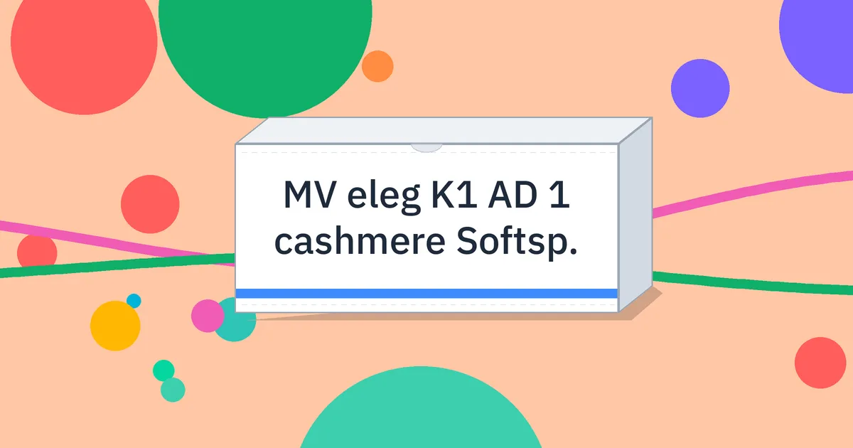 Symbolbild: Packung mit der Aufschrift MV eleg K1 AD 1 cashmere Softsp. (PZN 14651735) – Verfügbarkeit und Bezug in Apotheken in Frankfurt am Main