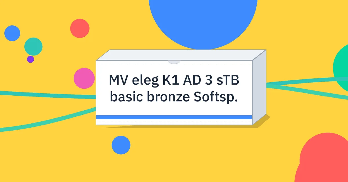Symbolbild: Packung mit der Aufschrift MV eleg K1 AD 3 sTB basic bronze Softsp. (PZN 14705313) – Verfügbarkeit und Bezug in Apotheken in Frankfurt am Main