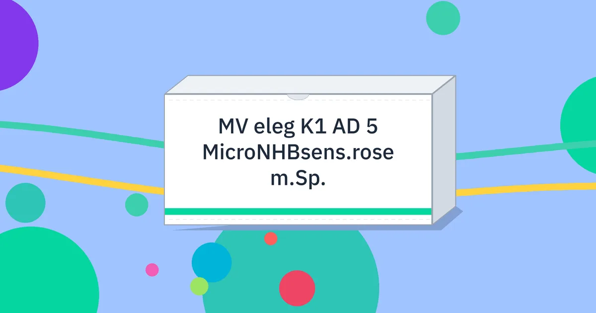 Symbolbild: Packung mit der Aufschrift MV eleg K1 AD 5 MicroNHBsens.rose m.Sp. (PZN 15669341) – Verfügbarkeit und Bezug in Apotheken in Frankfurt am Main