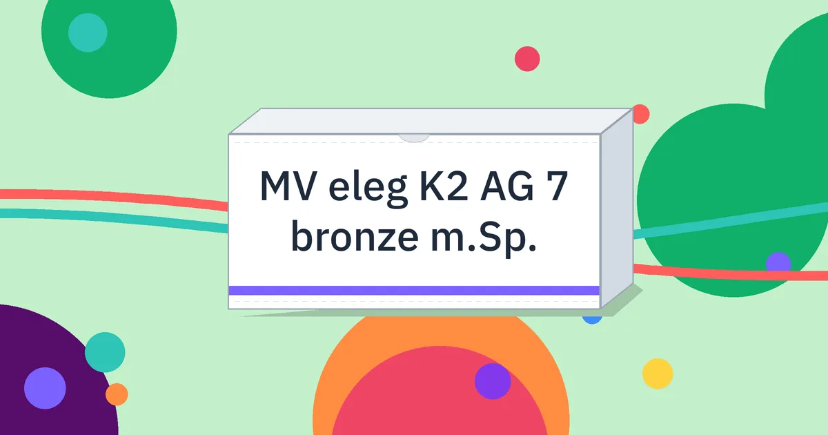 Symbolbild: Packung mit der Aufschrift MV eleg K2 AG 7 bronze m.Sp. (PZN 14719663) – Verfügbarkeit und Bezug in Apotheken in Frankfurt am Main