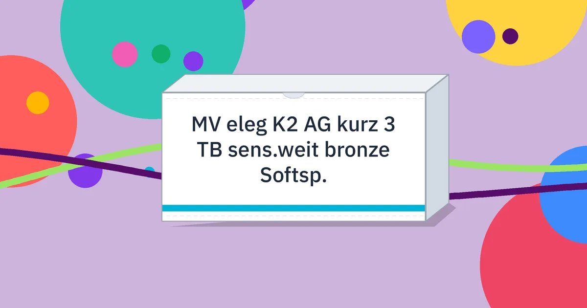 Symbolbild: Packung mit der Aufschrift MV eleg K2 AG kurz 3 TB sens.weit bronze Softsp. (PZN 14716860) – Verfügbarkeit und Bezug in Apotheken in Frankfurt am Main