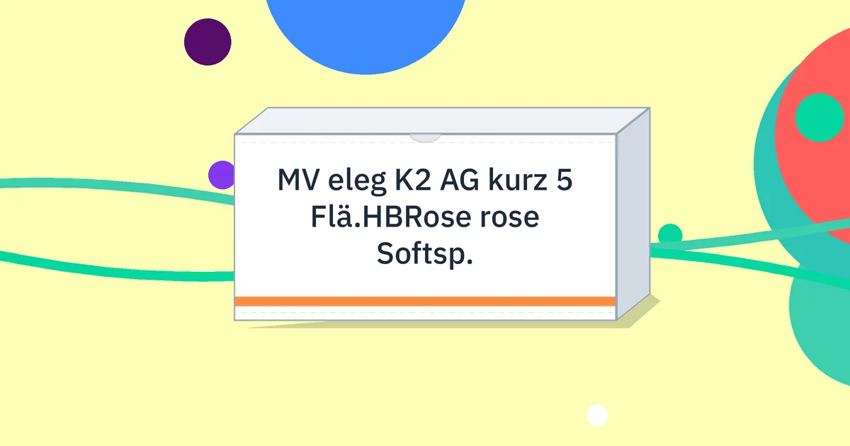 Symbolbild: Packung mit der Aufschrift MV eleg K2 AG kurz 5 Flä.HBRose rose Softsp. (PZN 15704043) – Verfügbarkeit und Bezug in Apotheken in Frankfurt am Main