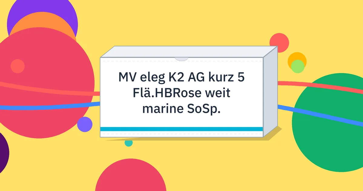 Symbolbild: Packung mit der Aufschrift MV eleg K2 AG kurz 5 Flä.HBRose weit marine SoSp. (PZN 15706987) – Verfügbarkeit und Bezug in Apotheken in Frankfurt am Main