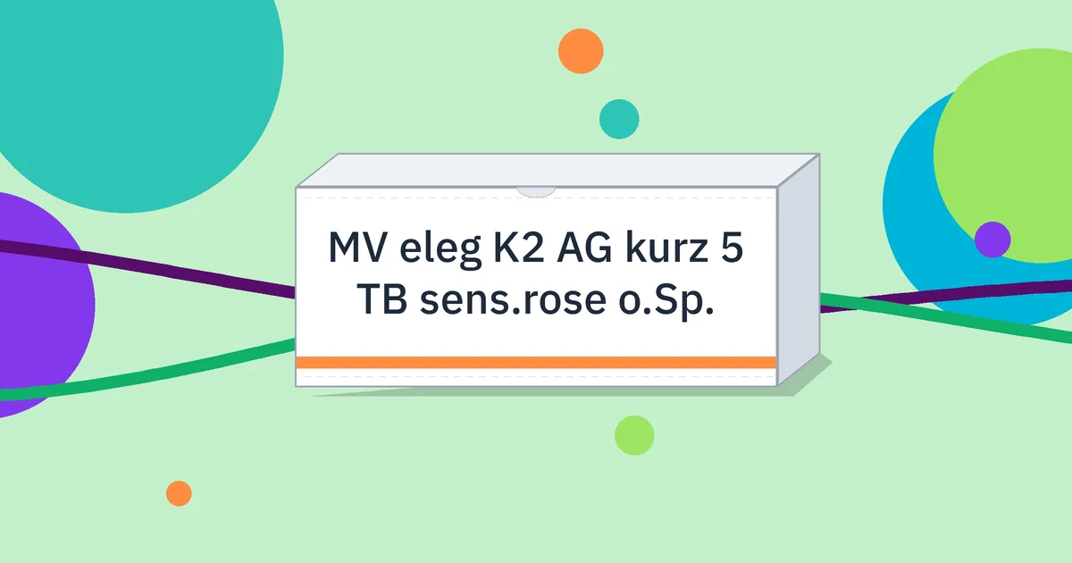 Symbolbild: Packung mit der Aufschrift MV eleg K2 AG kurz 5 TB sens.rose o.Sp. (PZN 14697140) – Verfügbarkeit und Bezug in Apotheken in Frankfurt am Main